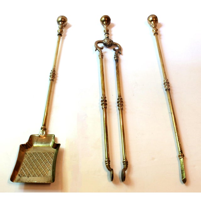 Early 20th Century Set of Brass Fire Tools | Chairish