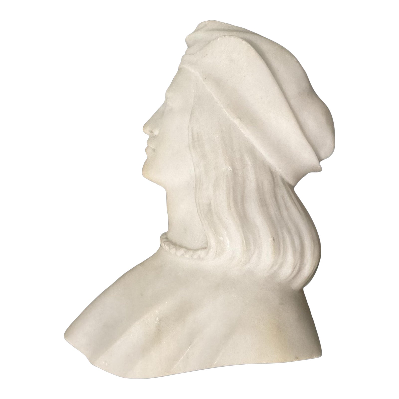 Antique Victorian Marble or Alabaster Figural Profile Bust | Chairish