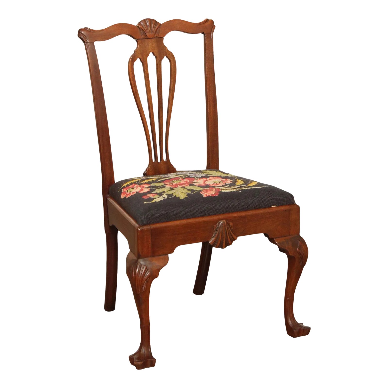 Antique Chippendale Style Mahogany Drake Foot Side Chair | Chairish