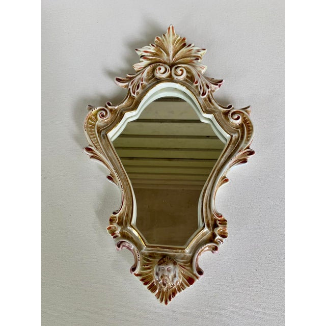 1960s Capodimonte Porcelain Small Wall Mirror | Chairish