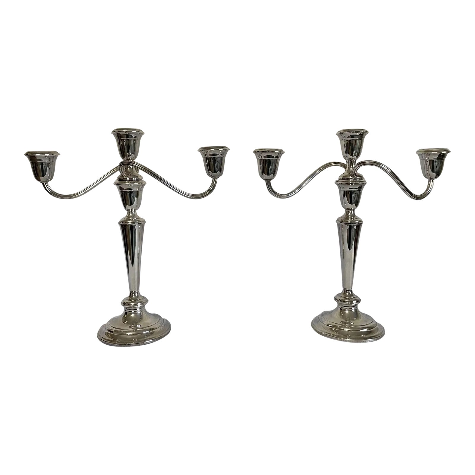 Mid 20th Century Silverplated Gorham "Newport" Two Arm Candelabras - a ...