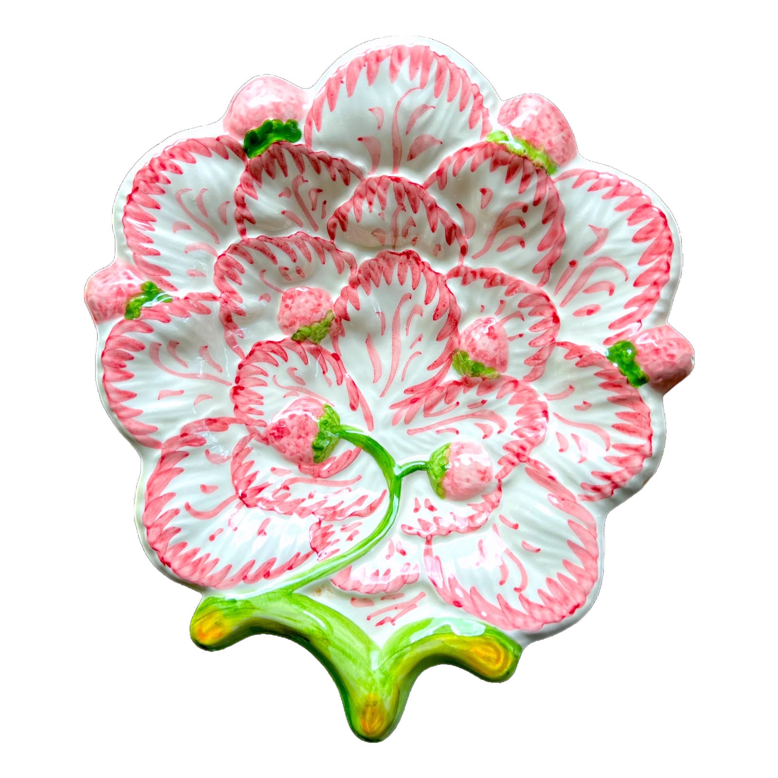 Vintage Neuwirth Cottage Strawberry Faience Plate Bowl | Chairish