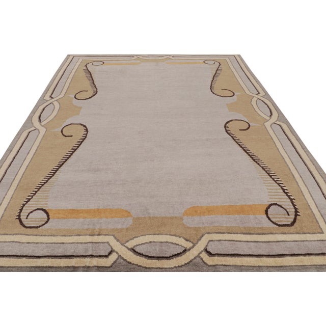 Rug & Kilim’s Modern French Art Deco Style Rug in Gray With Geometric ...