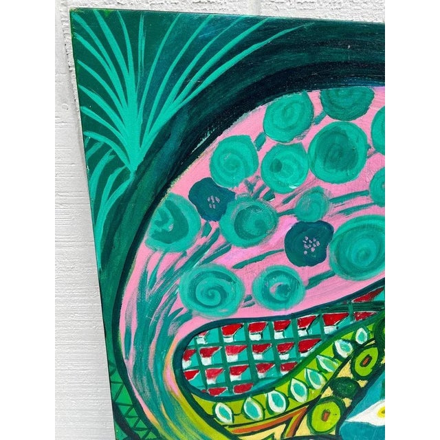 Carol Bertrand Green Paisley Meditative Series Painting | Chairish
