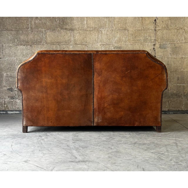 French Art Deco Leather Sofa | Chairish