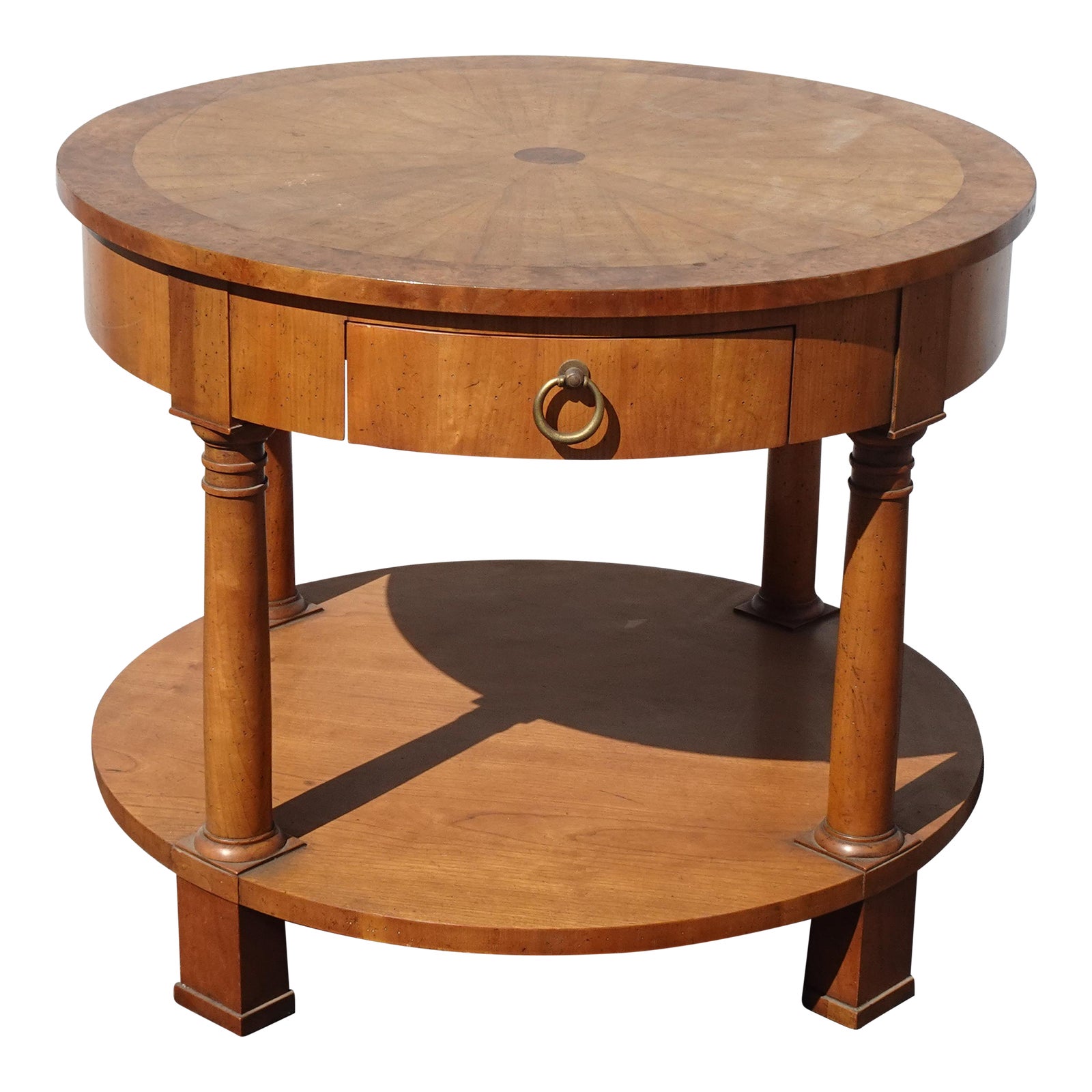 Vintage Neoclassical Baker Side Table Stand W Round Sunburst Table Top ...