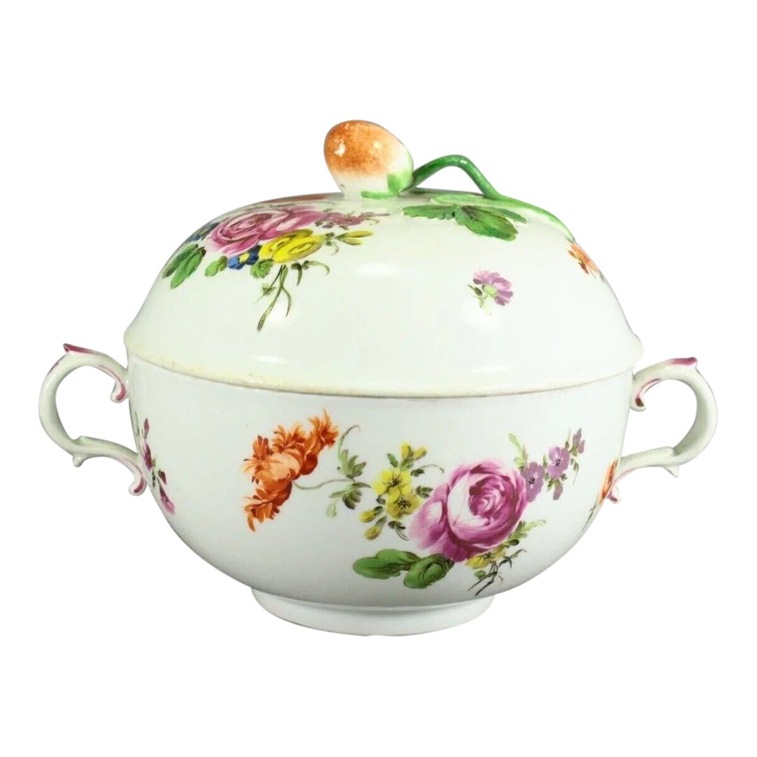 Circa 1756 Vienna Porcelain Ecuelle Bowl & Cover W. Strawberry Knob ...
