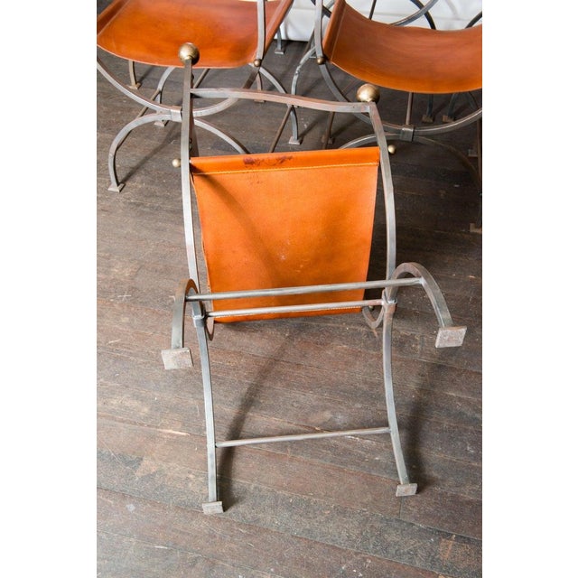 Mid 20th Century Italian Steel and Leather Curule Chairs - Set of 8 ...