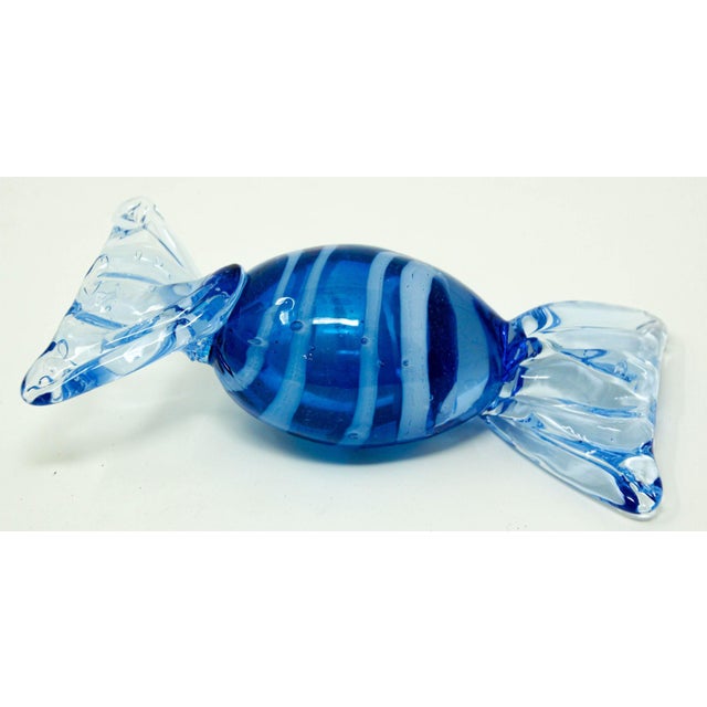 Vintage Large Murano Decorative Blown Glass Wrapped Blue Hard Candy ...