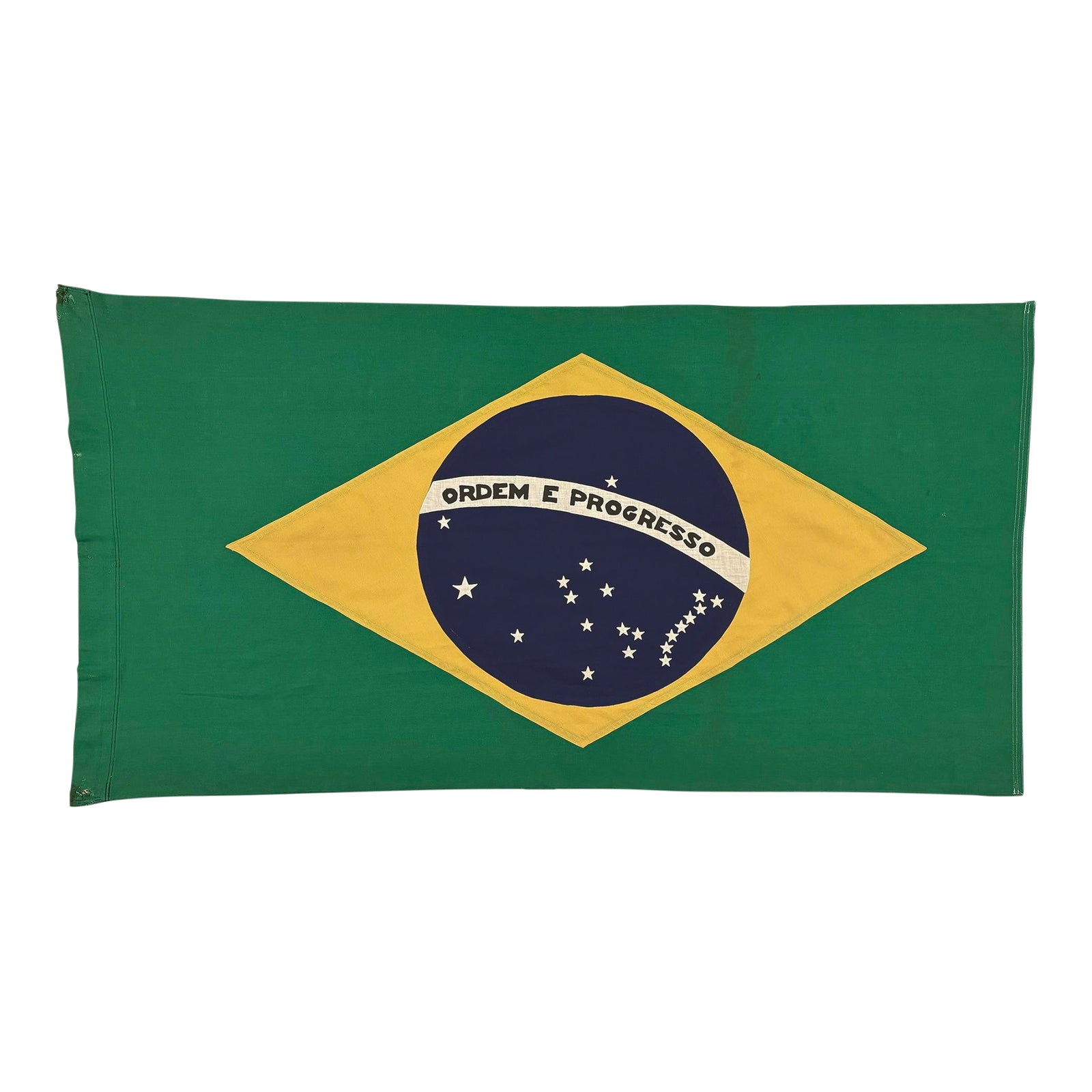 Vintage Sewn Cotton Flag of Brazil | Chairish