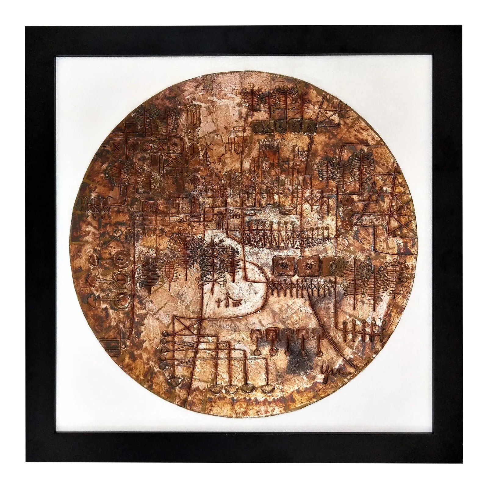 Heshi Yu Abstract Cityscape Modernist Artwork Canvas Signed | Chairish