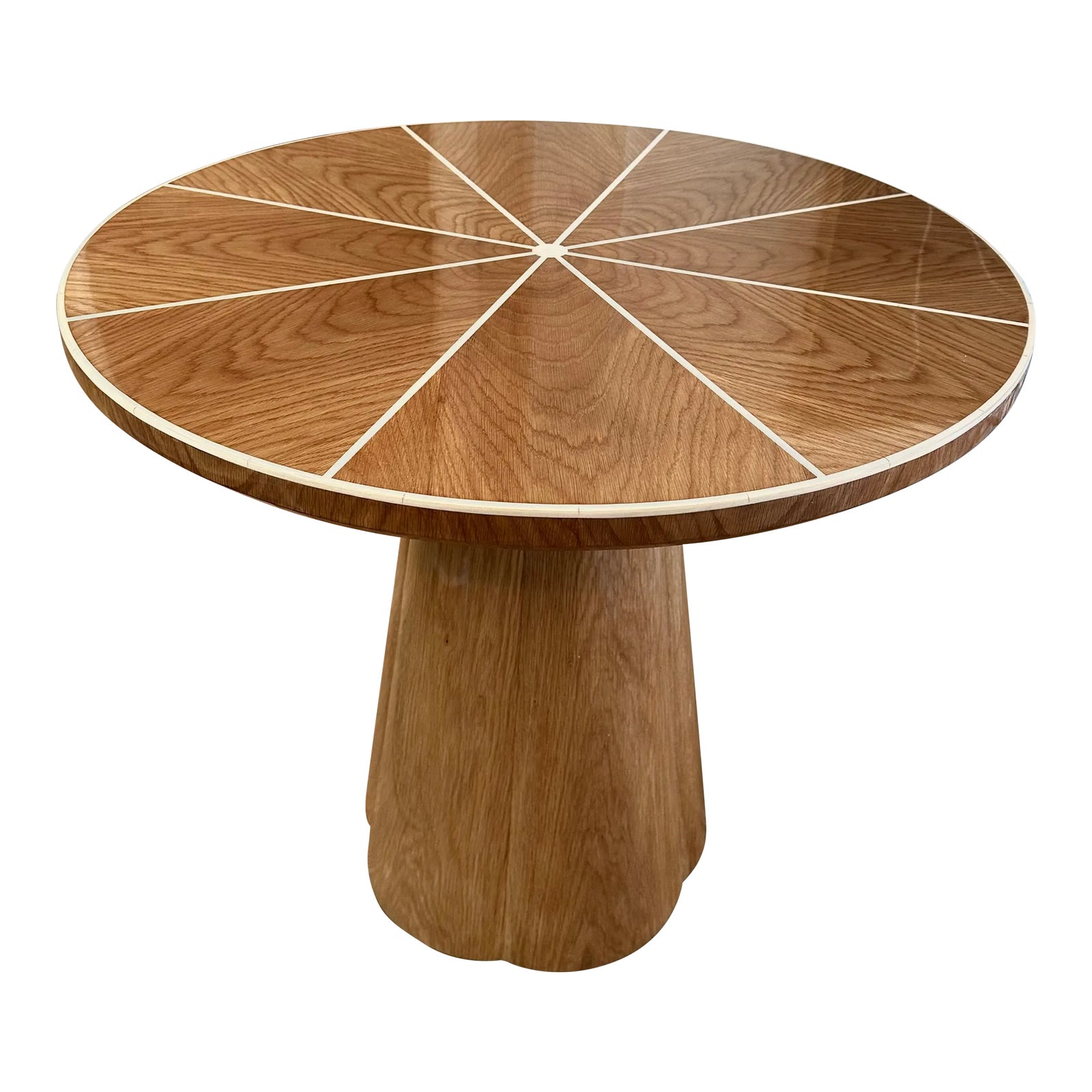 Made Goods Novak Round Oak and Faux Bone Table | Chairish