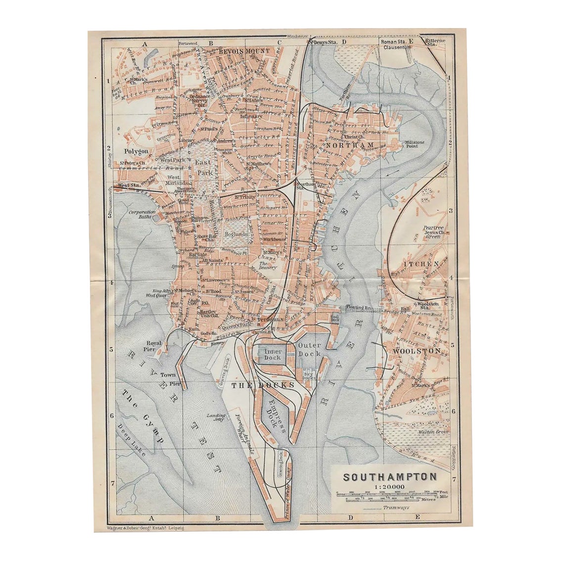 1910 Antique Southampton England Map | Chairish