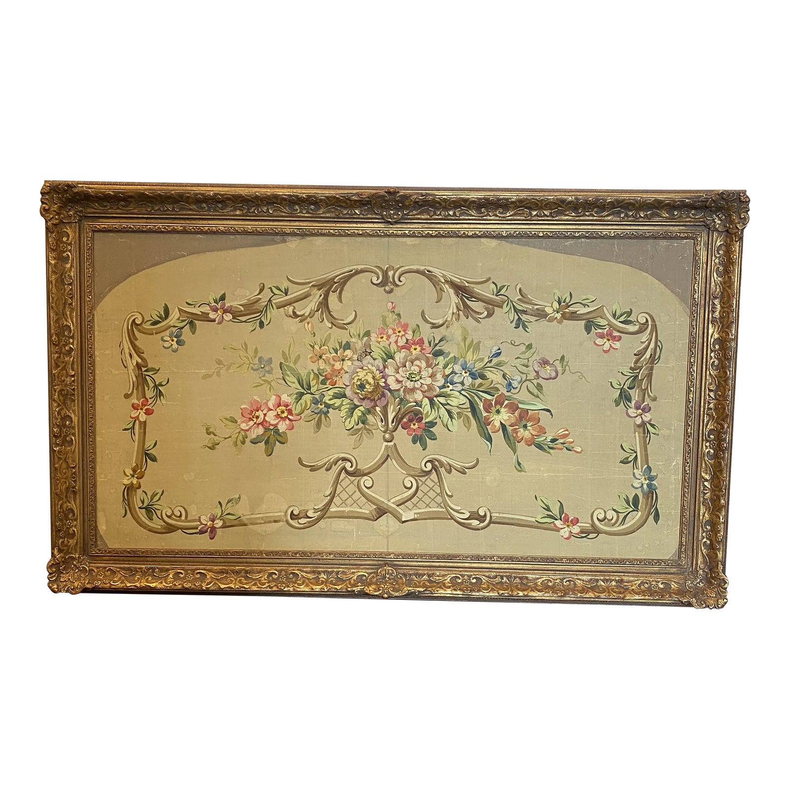 19th Century Framed Tapestry Cartoon | Chairish