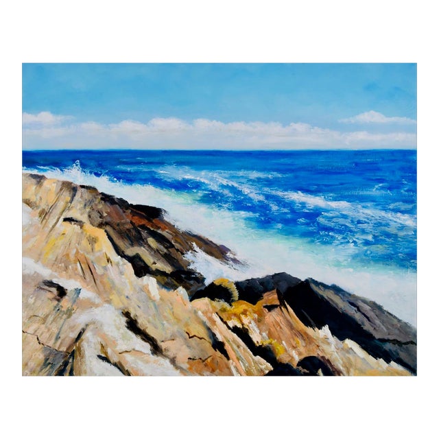 Blue Ocean Original Oil Painting by Rich Gombar | Chairish