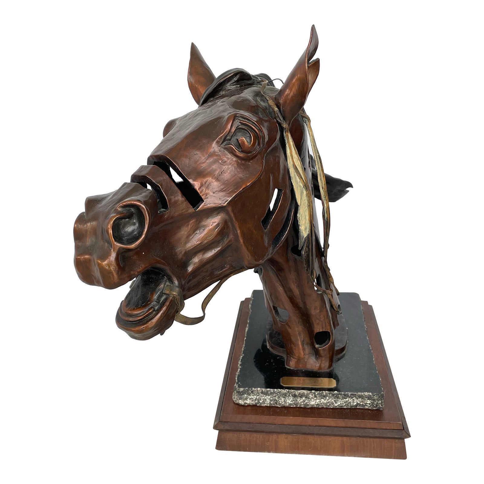 1990s Bronze Horse Sculpture “ War Pony “ by Ed Swena # 4/25 | Chairish