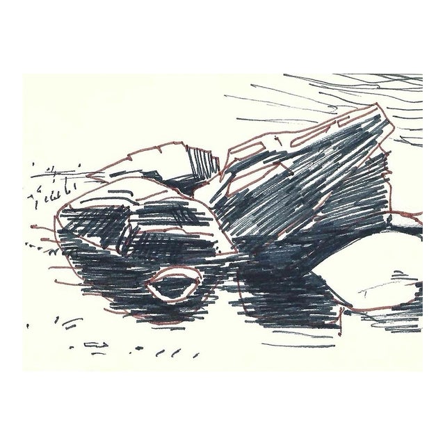 1967 Robert Angeloch Montauk Coastal Rocks Drawing | Chairish