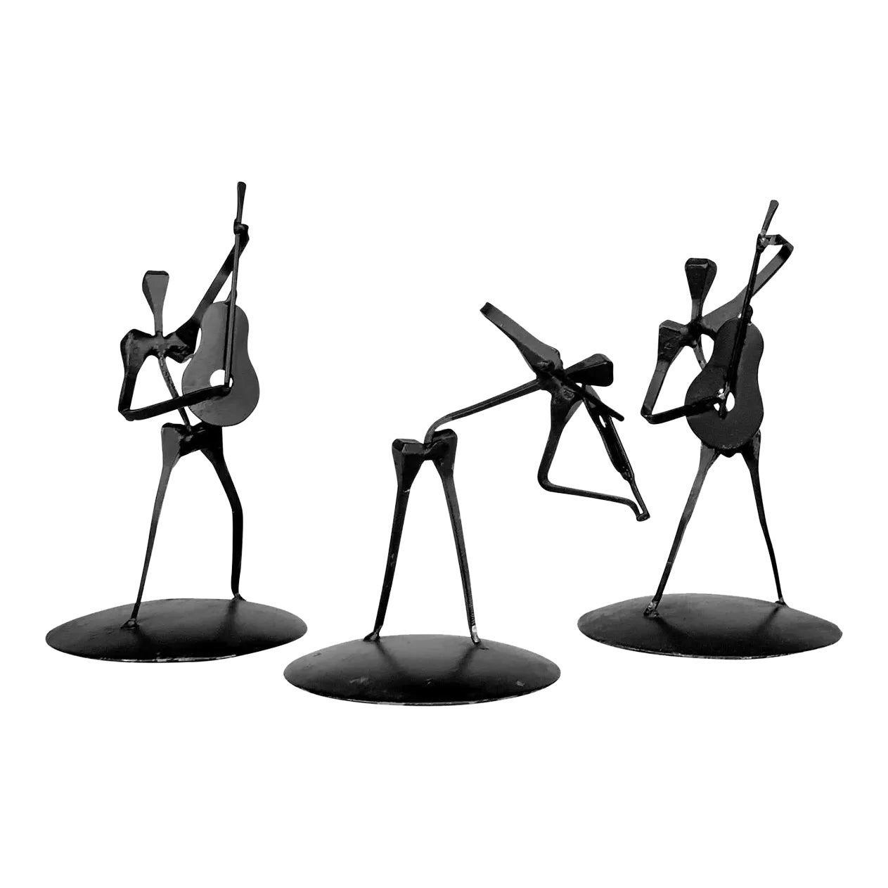 Vintage Spanish Abstract Wrought Iron Figural Musical Sculptures - Set ...