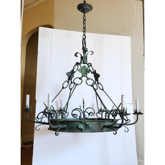 Vintage Spanish Revival Wrought Iron Chandelier | Chairish