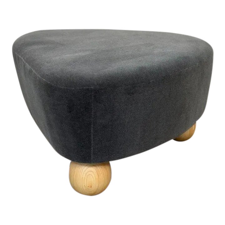 Wedge Ottoman on Hand Turned Ball Legs | Chairish