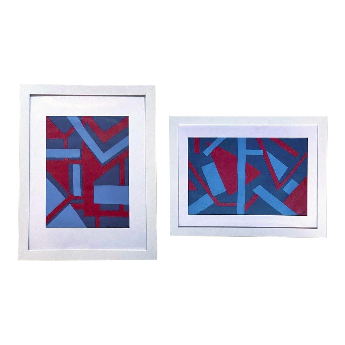 Modern Abstract Geometric Paintings in Bold Hues by Suga Lane | Chairish