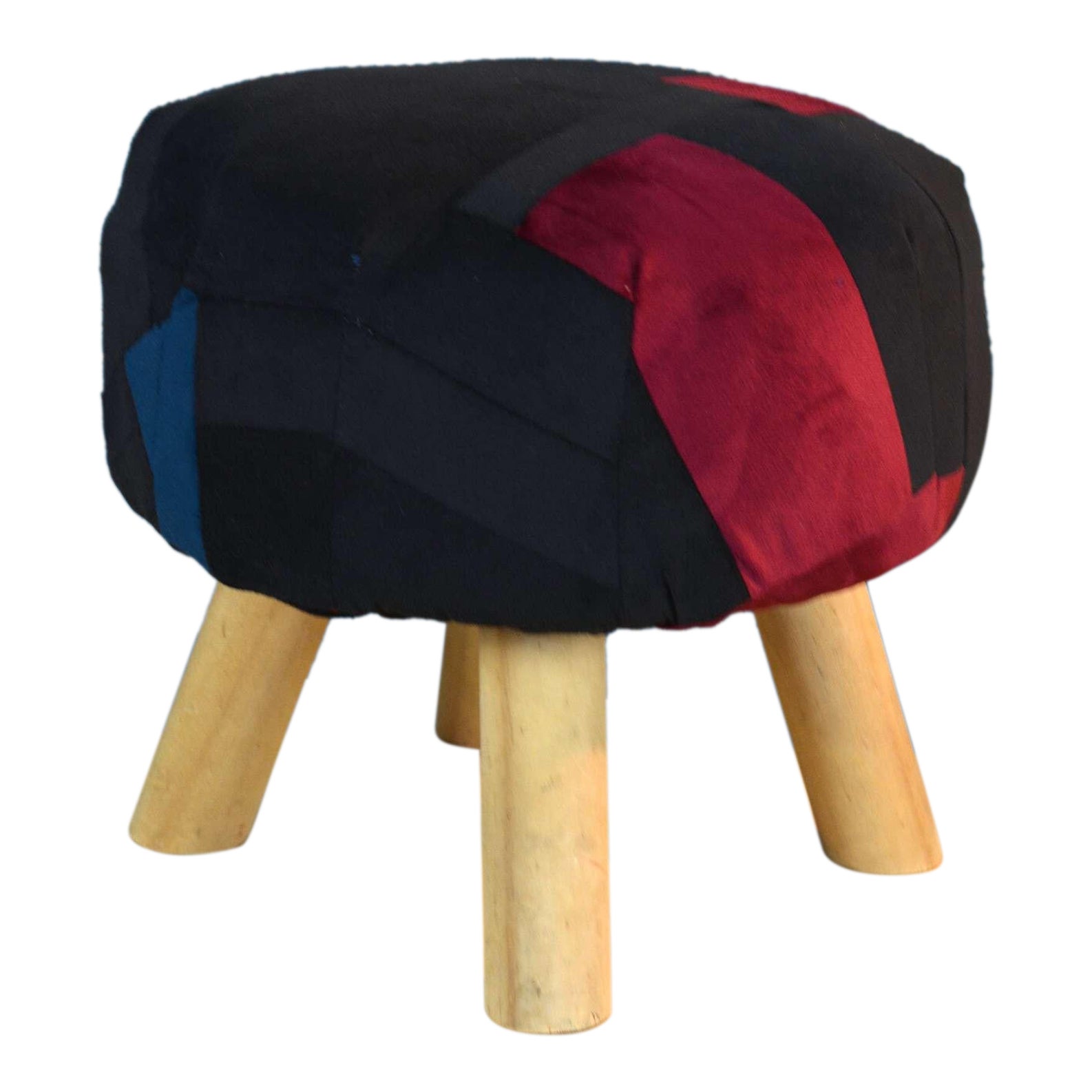 1990s Pouf Scandinavian Patchwork Stool | Chairish