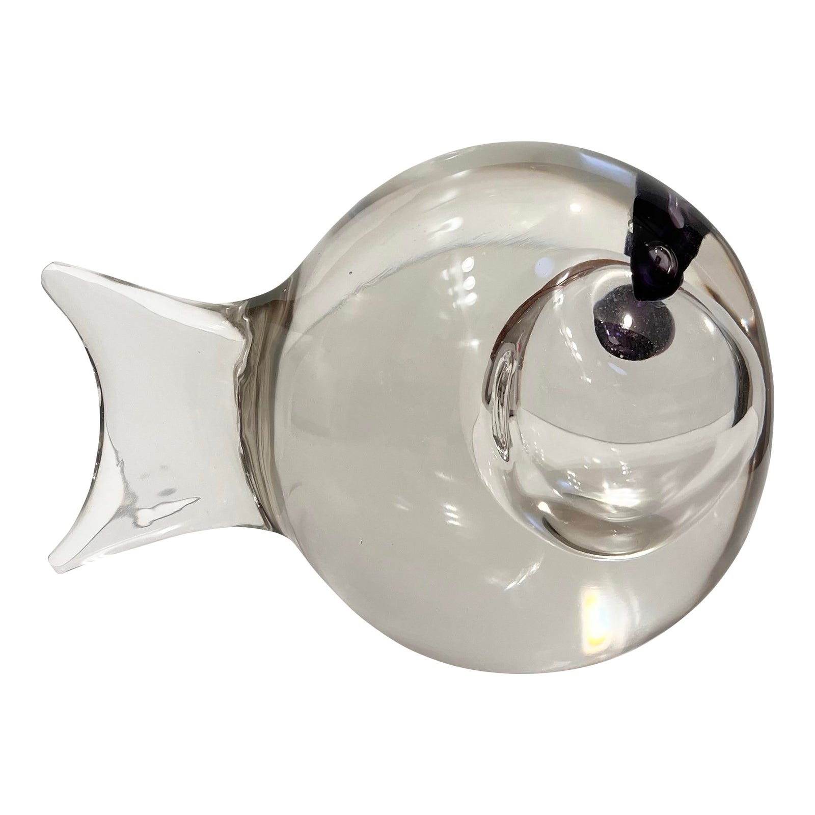 1960s Vintage Murano Attributed Glass Large Cenedese Fish with Purple ...