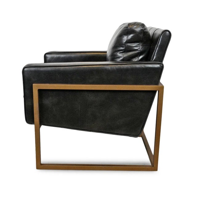 Piper Bronze & Leather Club Chair | Chairish