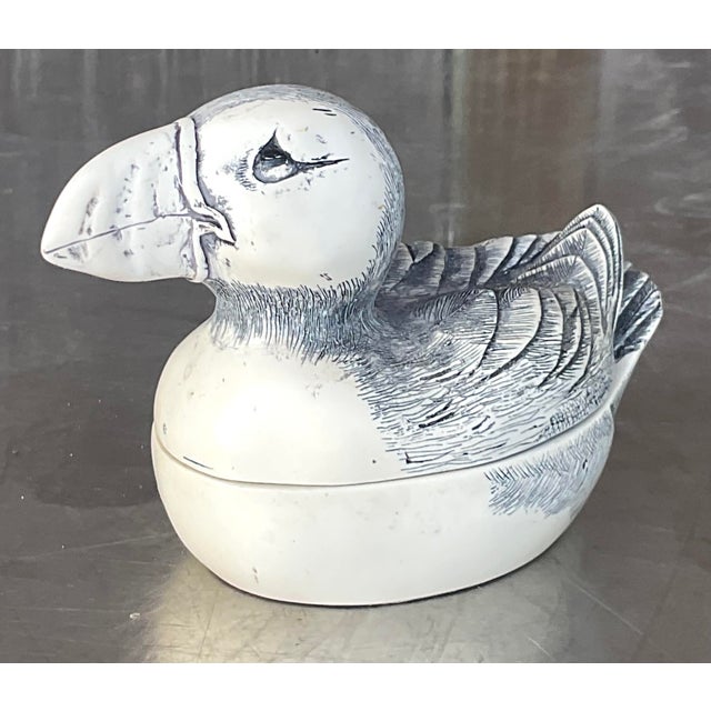 Vintage Boho Carved Puffin Trinket Box | Chairish