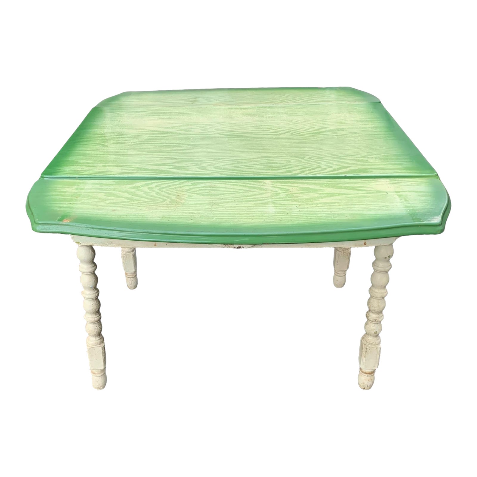 Enamel Top Extendable Table Green Wood Design Tepco Stainless 1930s ...