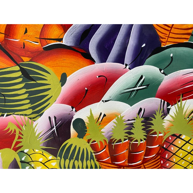 1990s Colourful African Fruit Market' Acrylic on a Stretched Canvas ...