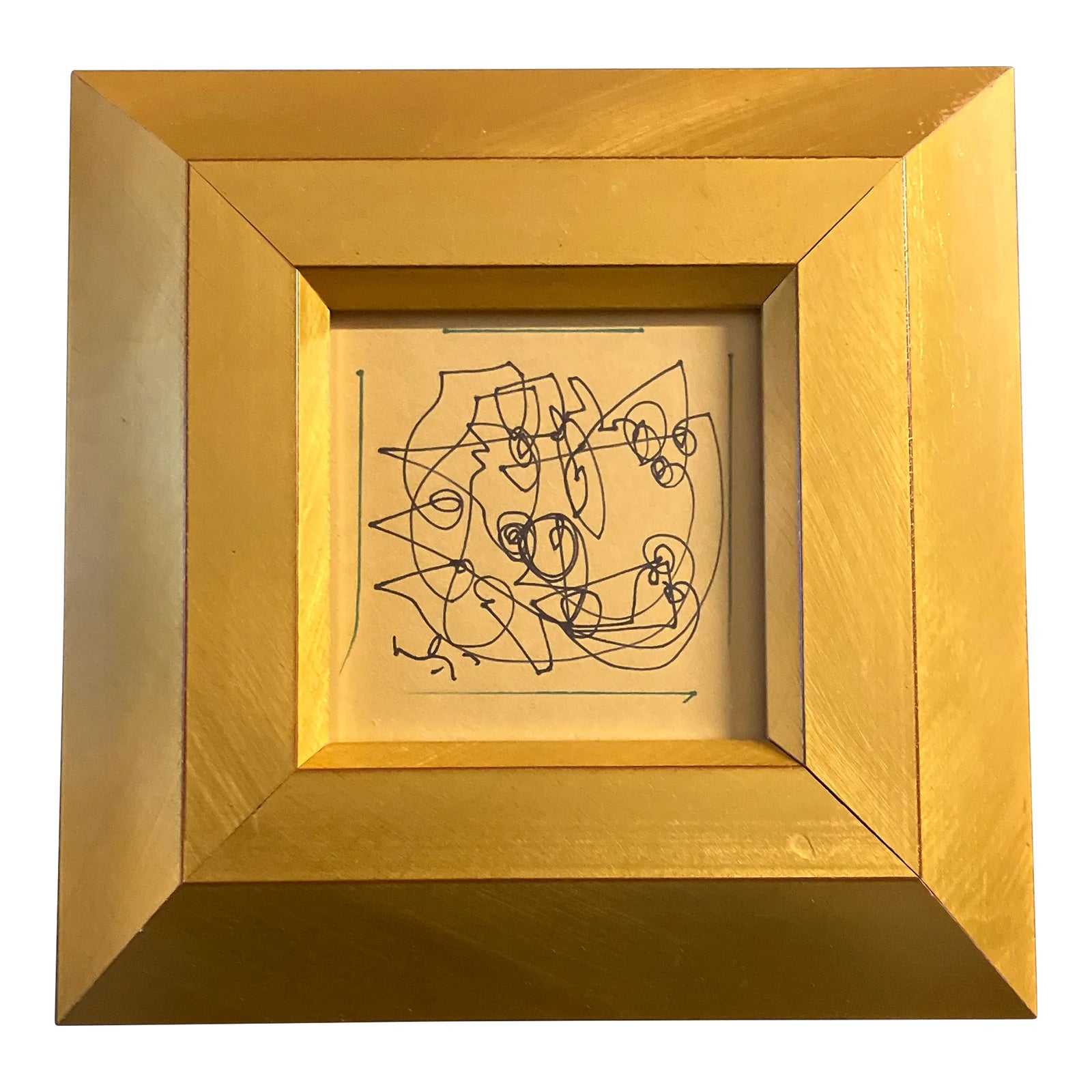 Contemporary Original Wayne Cunningham Small Abstract Ink Drawing Gilt ...