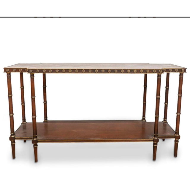 Mahogany & Gilt Faux Bamboo Console Table by Hickory Furniture | Chairish