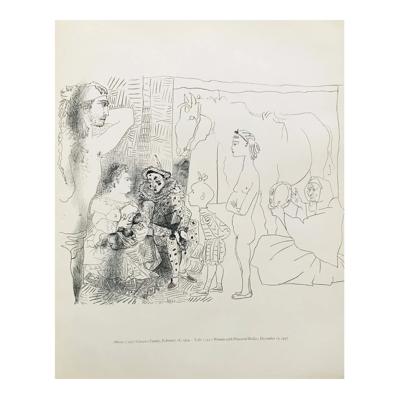 1959 Picasso Lithograph Clown's Family | Chairish
