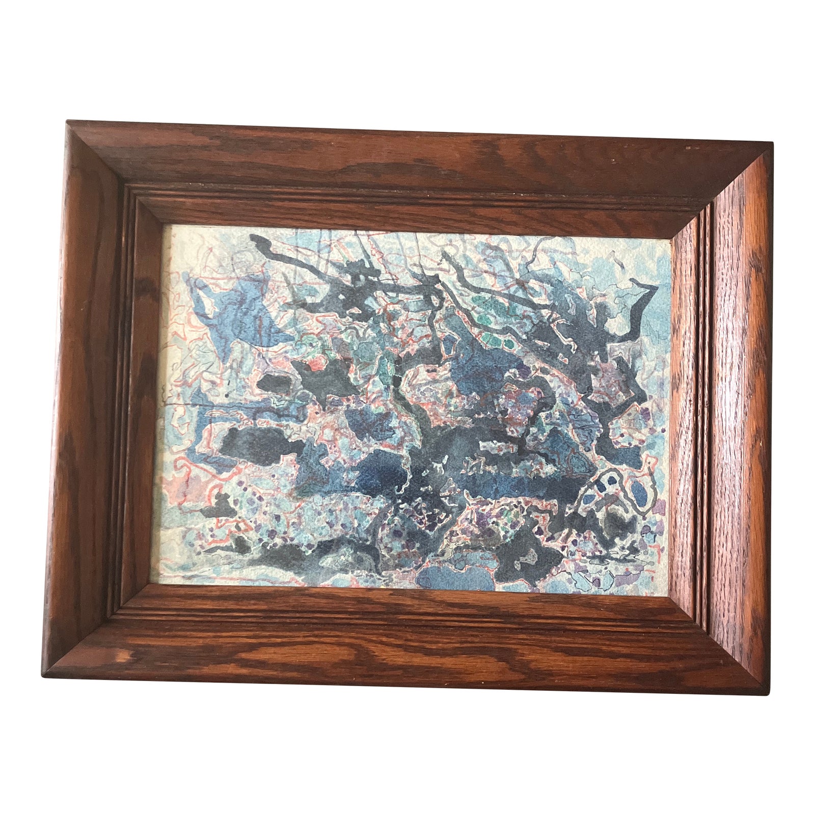 1940’s Original Abstract Expressionism Watercolor Painting “Angry ...