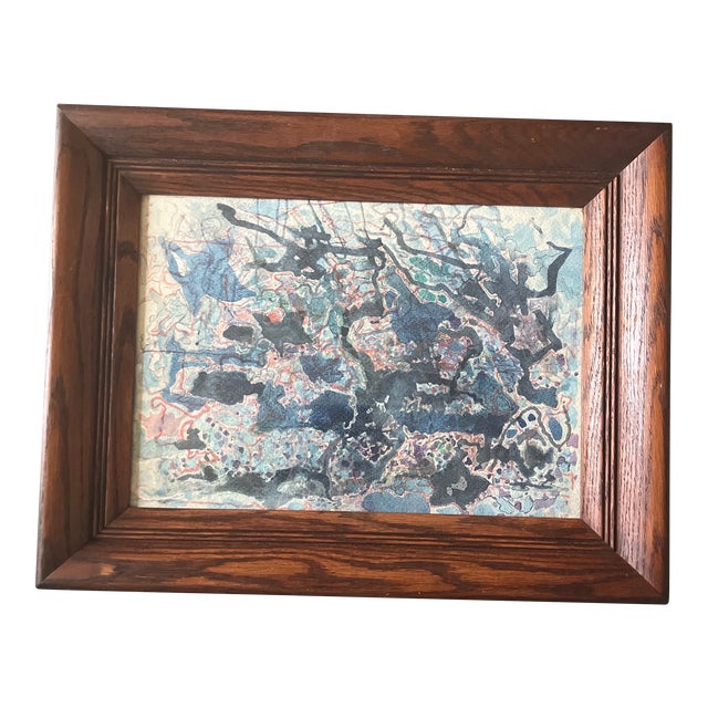 1940’s Original Abstract Expressionism Watercolor Painting “Angry ...