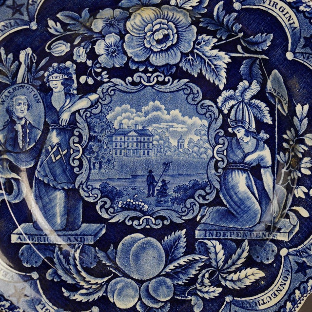 Antique US Historical Clews Pottery Flow Blue Platter 19th Century ...