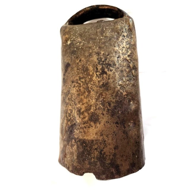 Antique Hand-Forged Brass Cow Bell With Rare Hand-Carved Wood Clapper ...