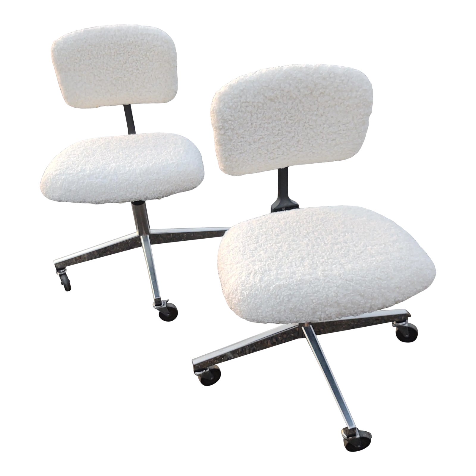 Eero Saarinen Office Chairs in Shearling/Boucle - a Pair | Chairish