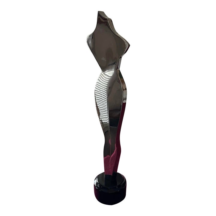 1980s Archipenko Style Flat Female Torso Polished Steel Sculpture Gary ...