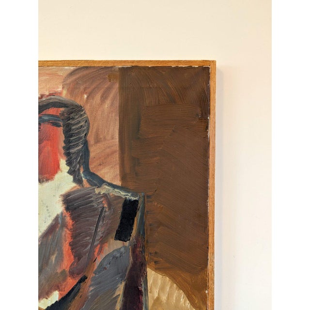 Mid-Century Modern "Presence" Vintage Abstract Figurative Oil Painting ...