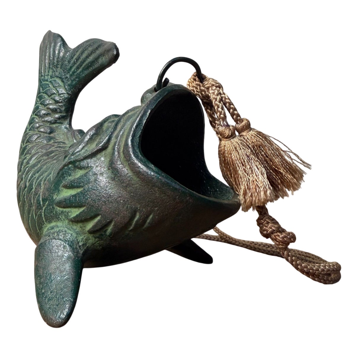 Small Japanese Fish Ikebana Hanging Vase in Patinated Bronze, 1950s ...