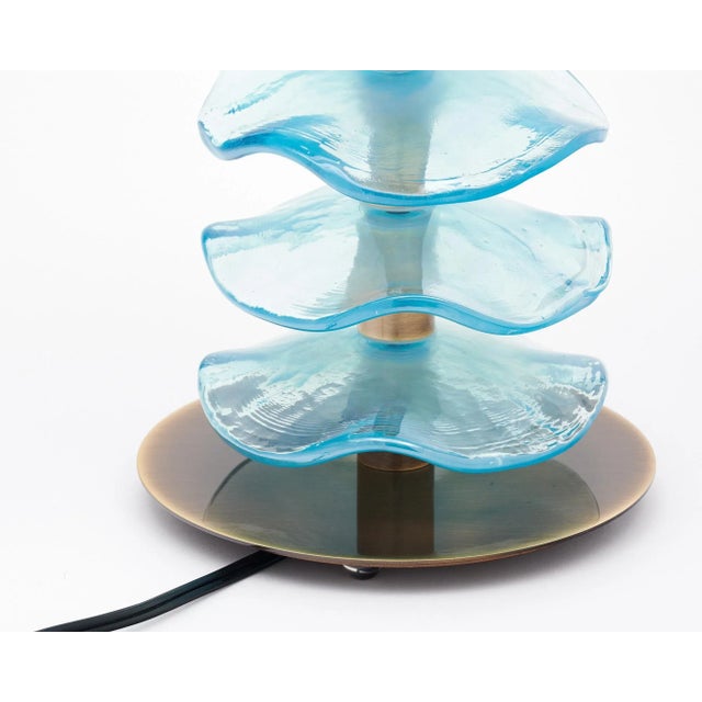 Murano Glass Blue Disc Lamps | Chairish