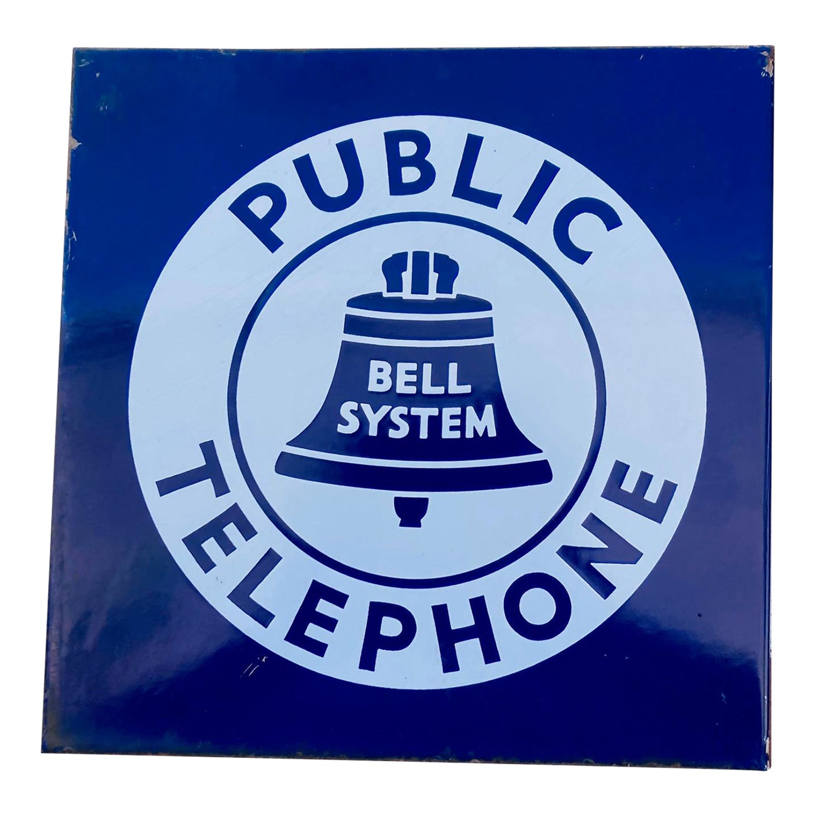 Mid-Late 20th Century Public Telephone Enamel Sign | Chairish