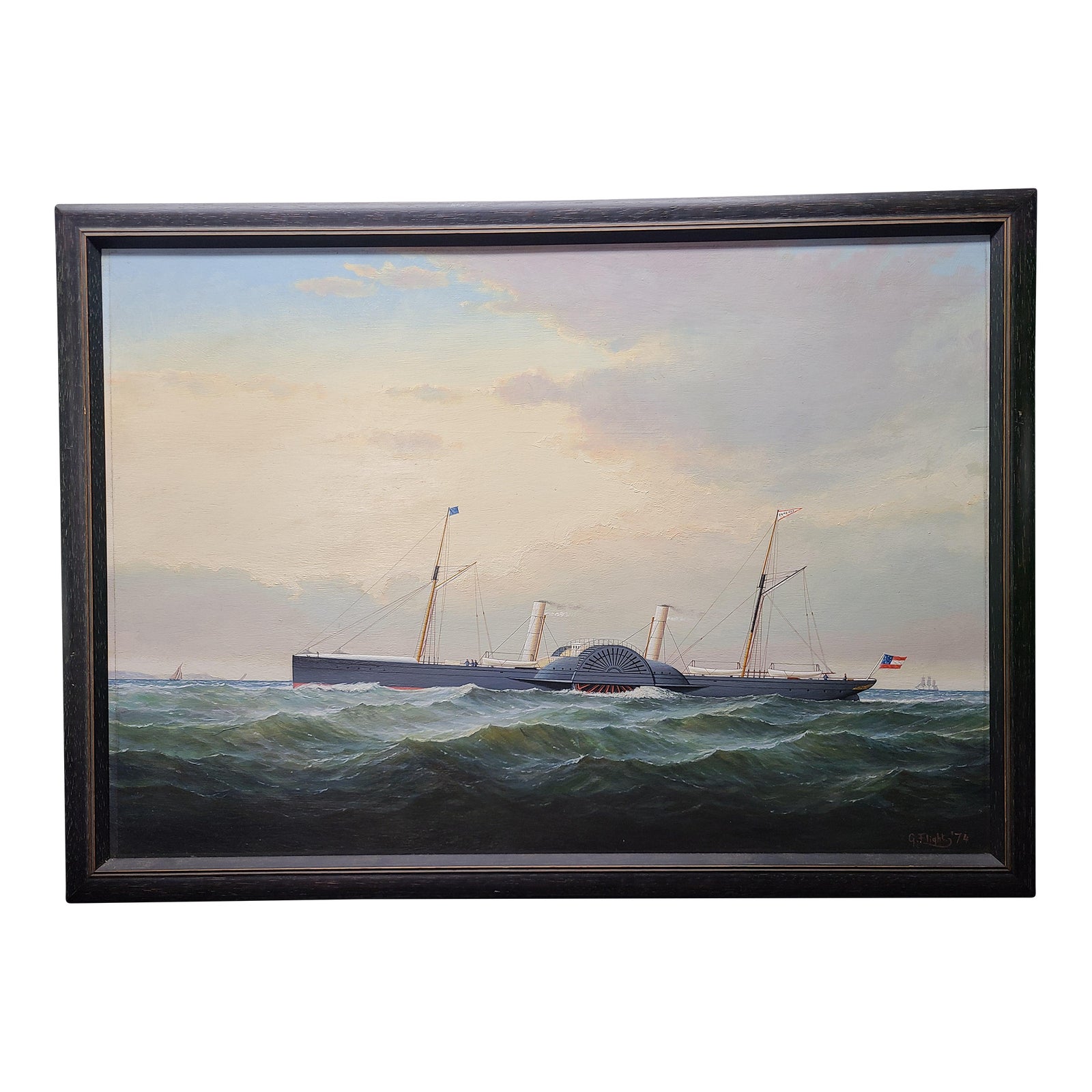 1970s Civil War Ironclad Ship "Banshee", Oil on Board Painting by ...