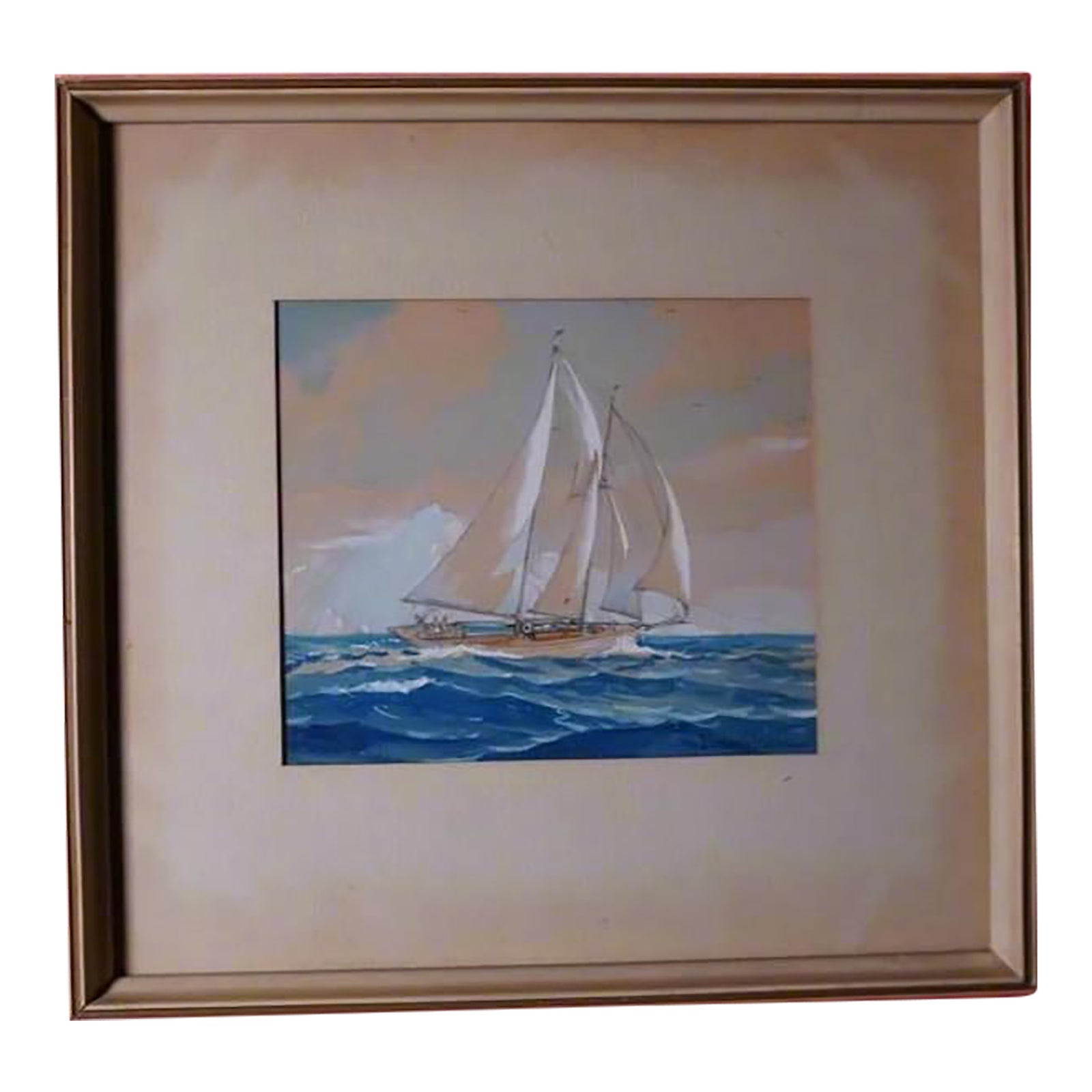 J. Duncan Gleason - Sailboat - Pencil & Gouache c.1928 | Chairish