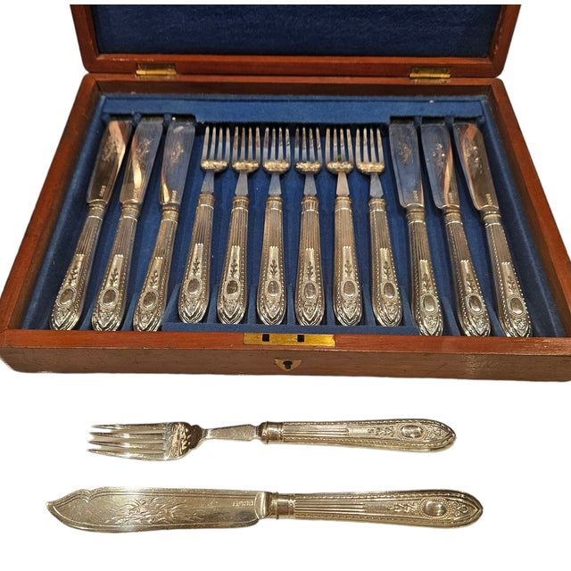 Mid 19th Century Late Victorian Silver Plate English Fish Utensils- 25 ...