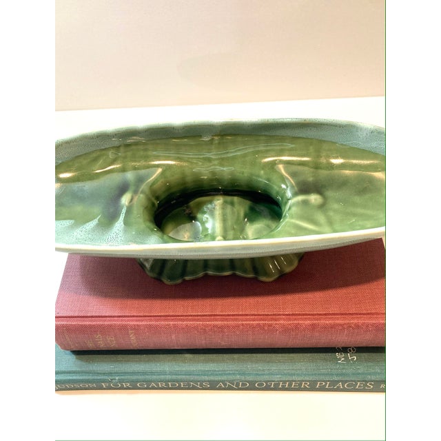 Mid 20th Century Green Drip Glaze Pottery Vessel | Chairish