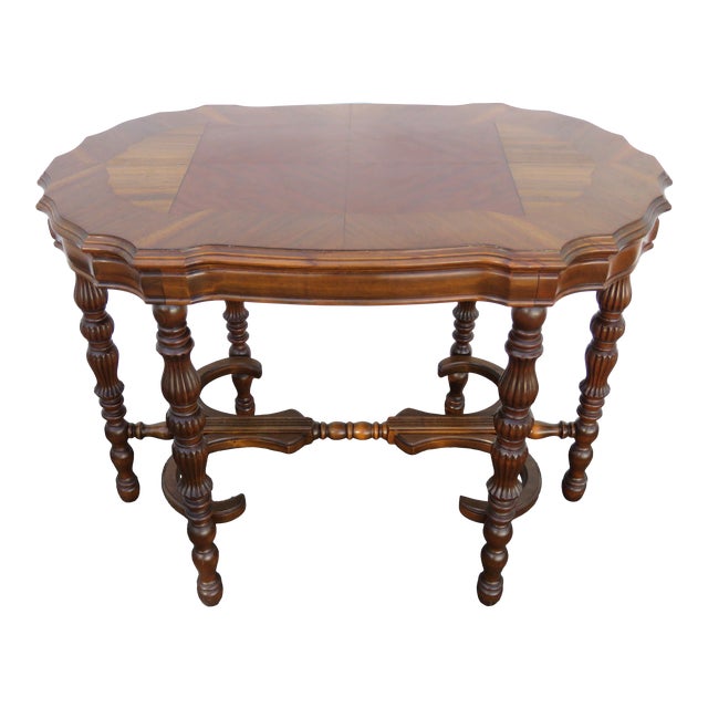 Early 1900s Carved Inlay Top Side End Table | Chairish