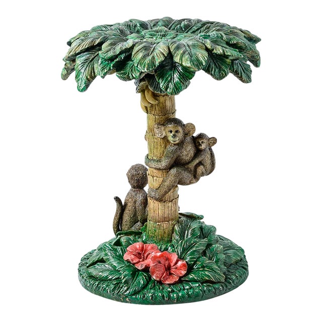Monkeys & Flowers Table Base Palm Tree | Chairish